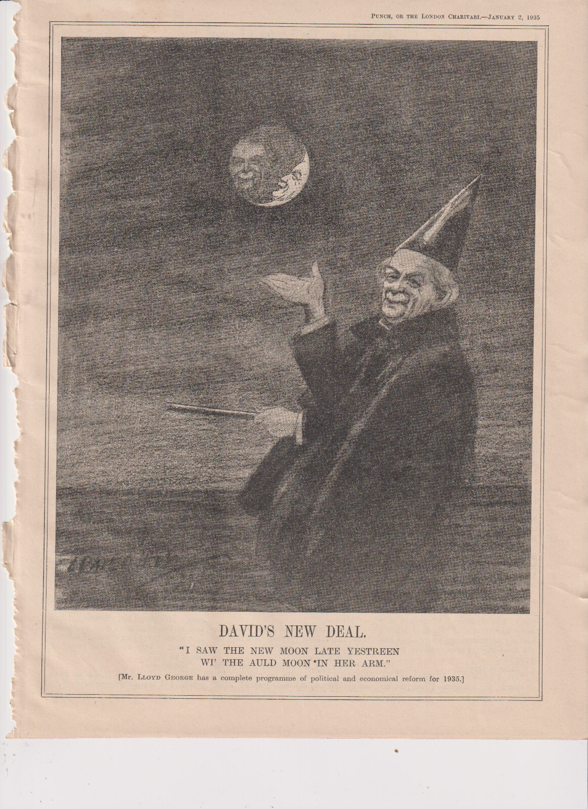 1935 Punch Cartoon Lloyd George Sees Plans in the Moon | eBay UK