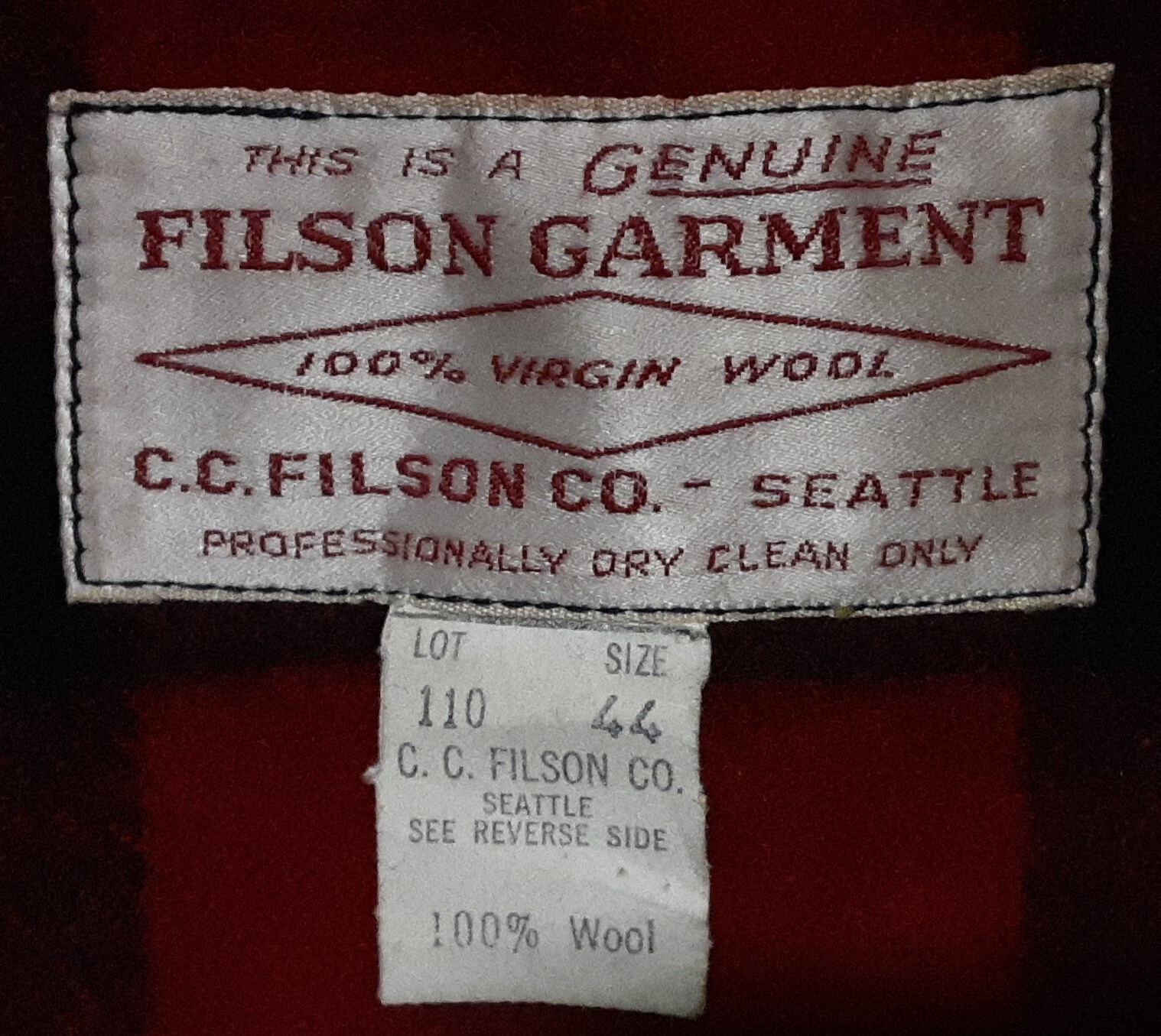 1970s Vintage FILSON Wool Mackinaw Cruiser. M44. Red/… - Gem