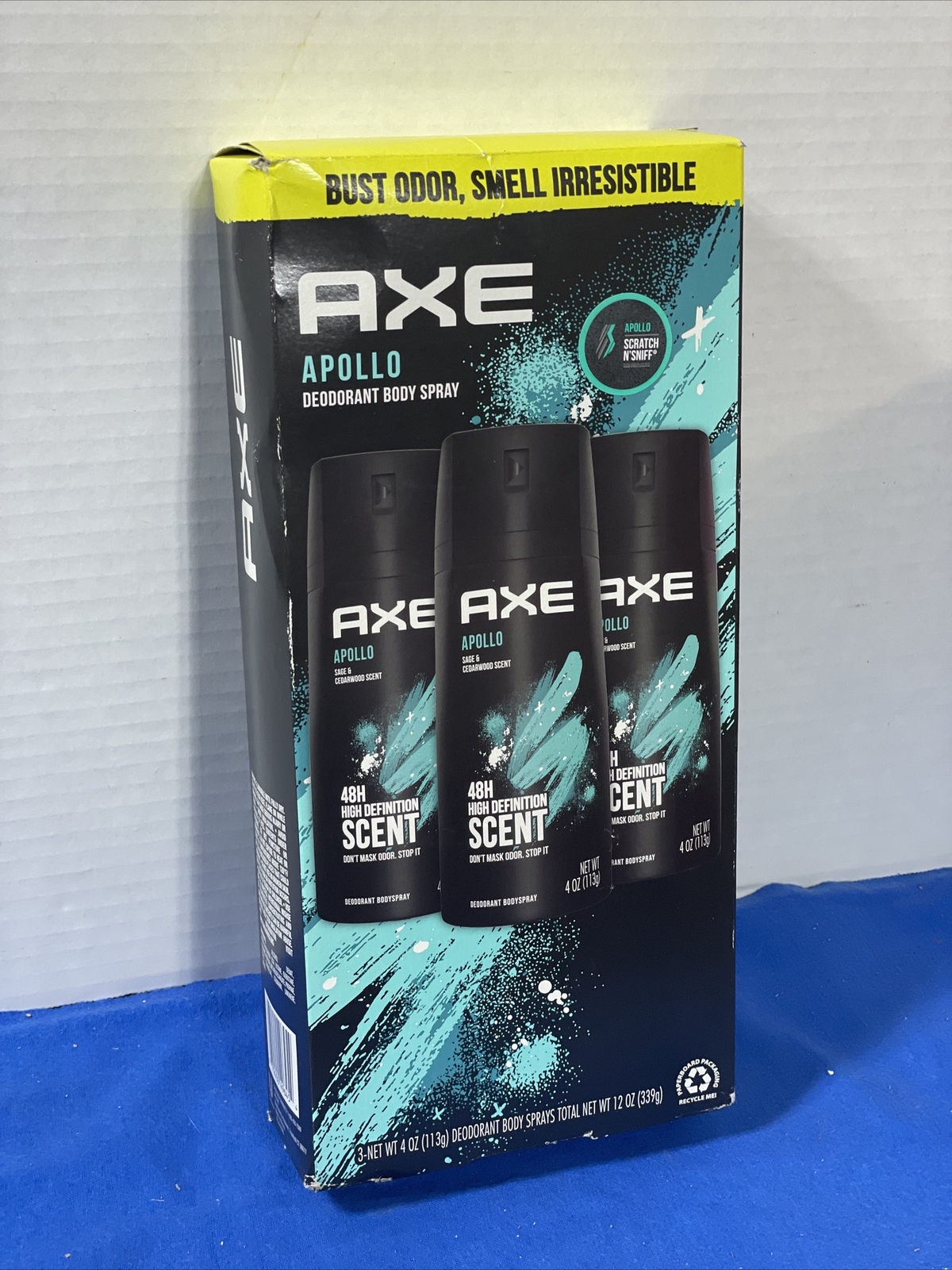 New 3 Pack AXE Apollo Deodorant Body Spray 4 oz 48H High Def Scent | eBay