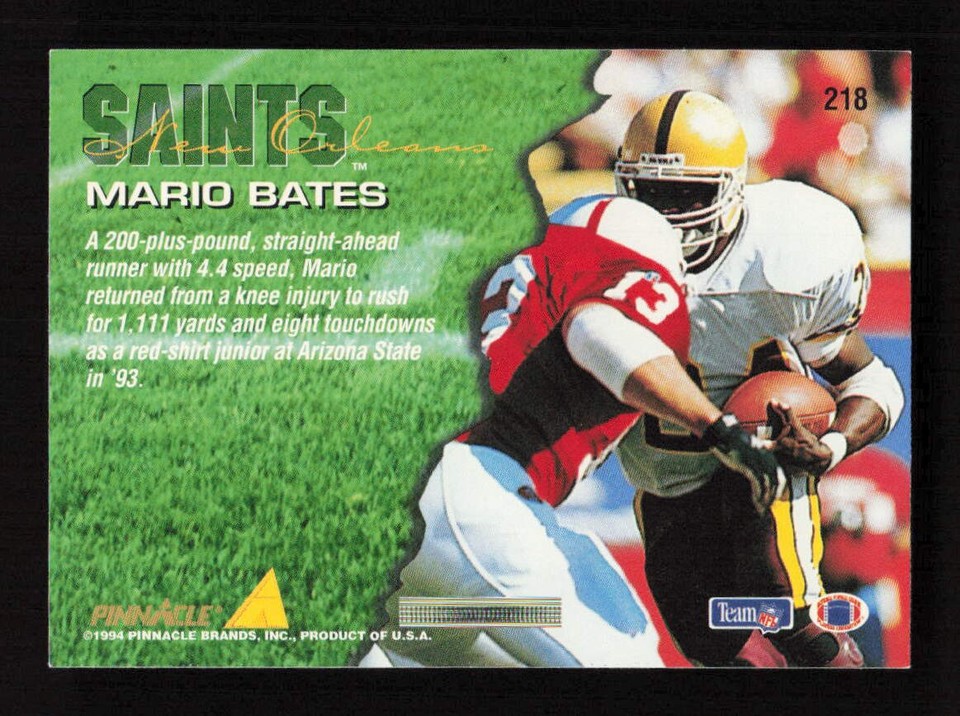1994 Pinnacle Mario Bates #218 RC | eBay