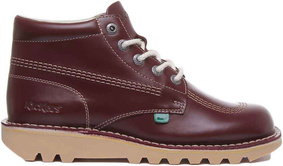 Kickers Kick Hi M Mens Lace Up Leather Ankle Mens Boots In Dark Red Uk ...
