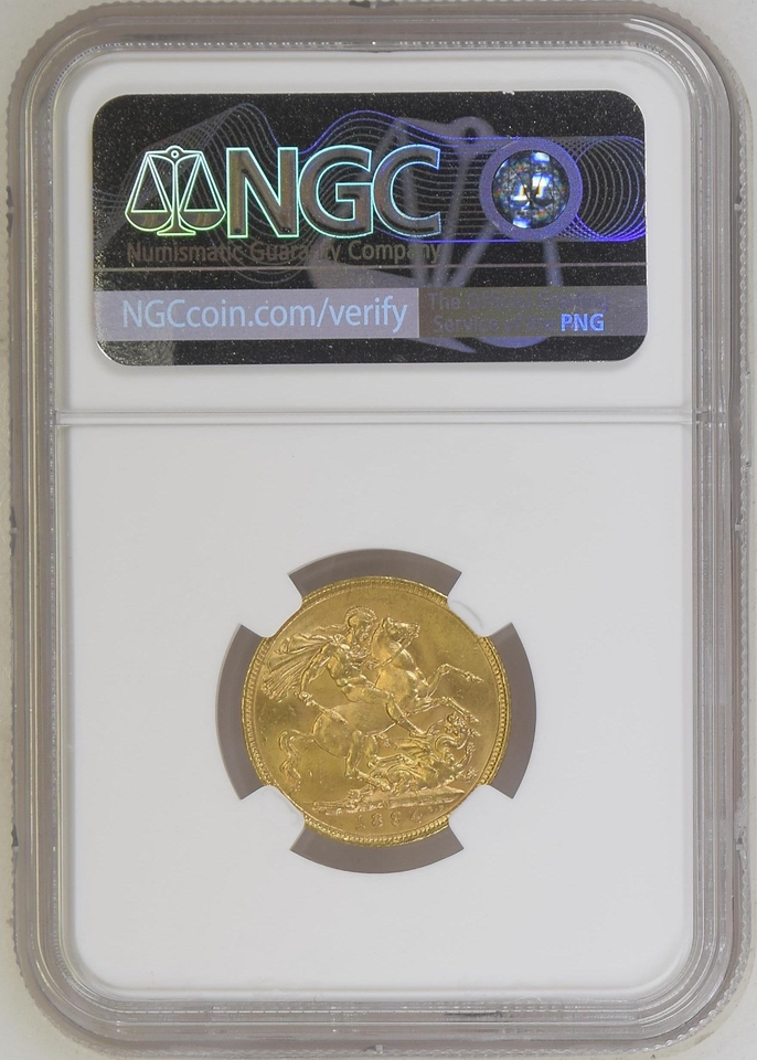 REDUCED! Rare Sovereign Gold Coin 1894. Mint State 62. Old Head & St ...