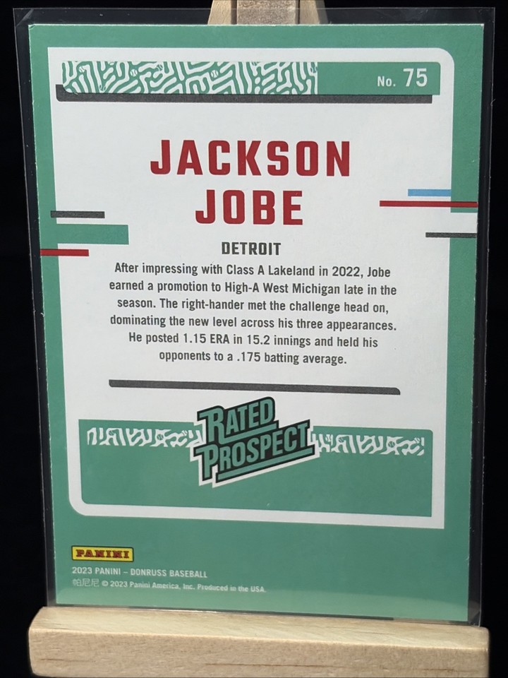 Jackson Jobe #75 (RC) - 2023 Panini Donruss - Rated Prospect | eBay