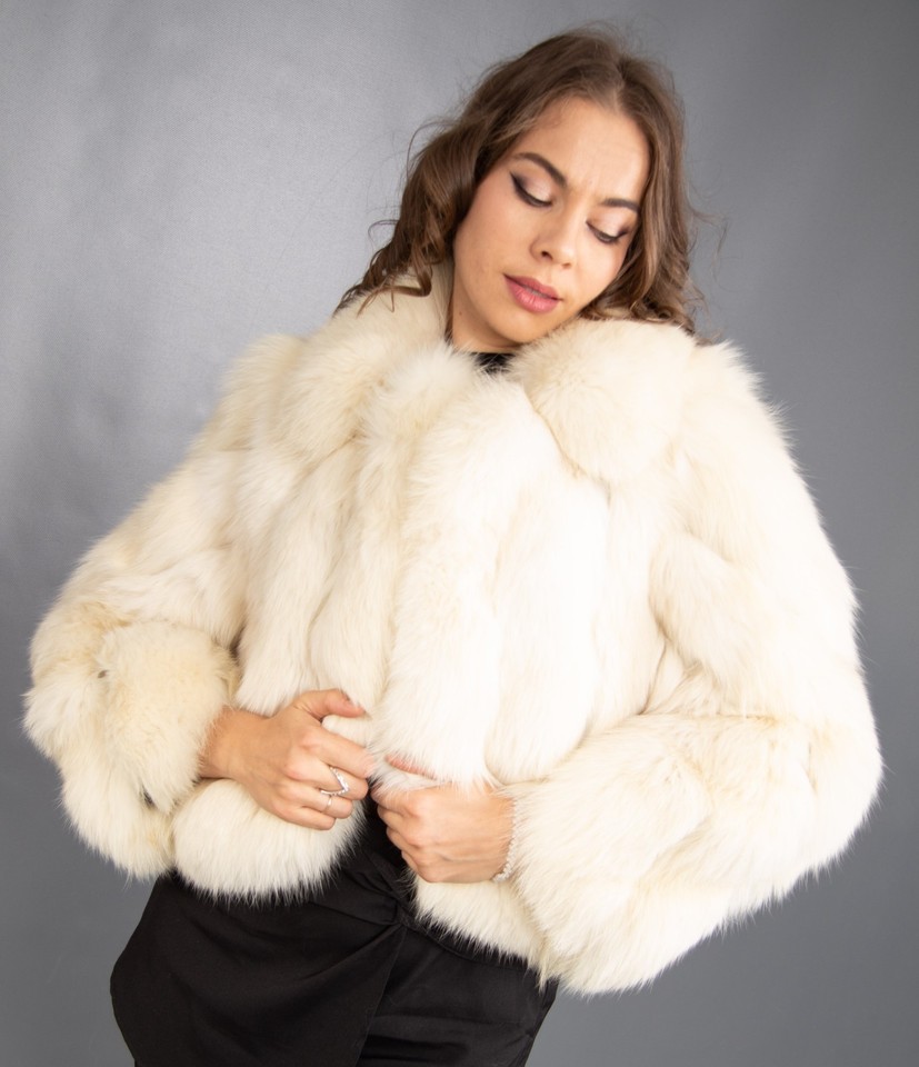 16093 GLAMOROUS REAL BLUE FOX COAT LUXURY FUR JACKET PELZ BEAUTIFUL ...