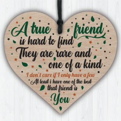 True Friend Friendship Sign Best Friend Plaque Gift Chic Wood Heart ...