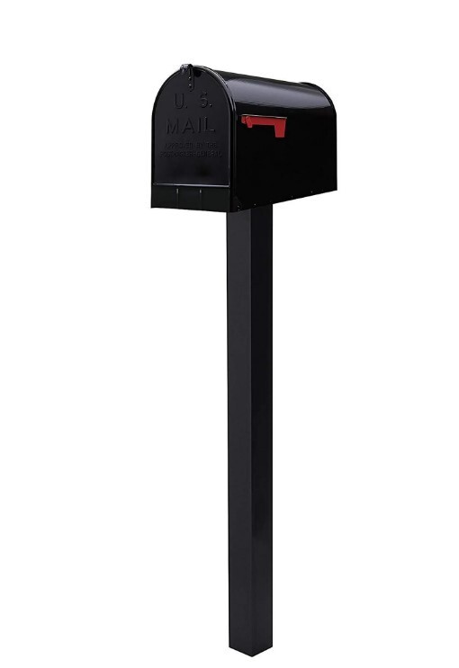 JUMBO POST MOUNT MAILBOX in Black, Galvanized Steel Extra Large Rural ...