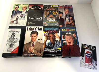 COMEDY VHS LOT of 8 AMADEUS, HOME ALONE (w/Pepsi insert), LIAR LIAR etc ...