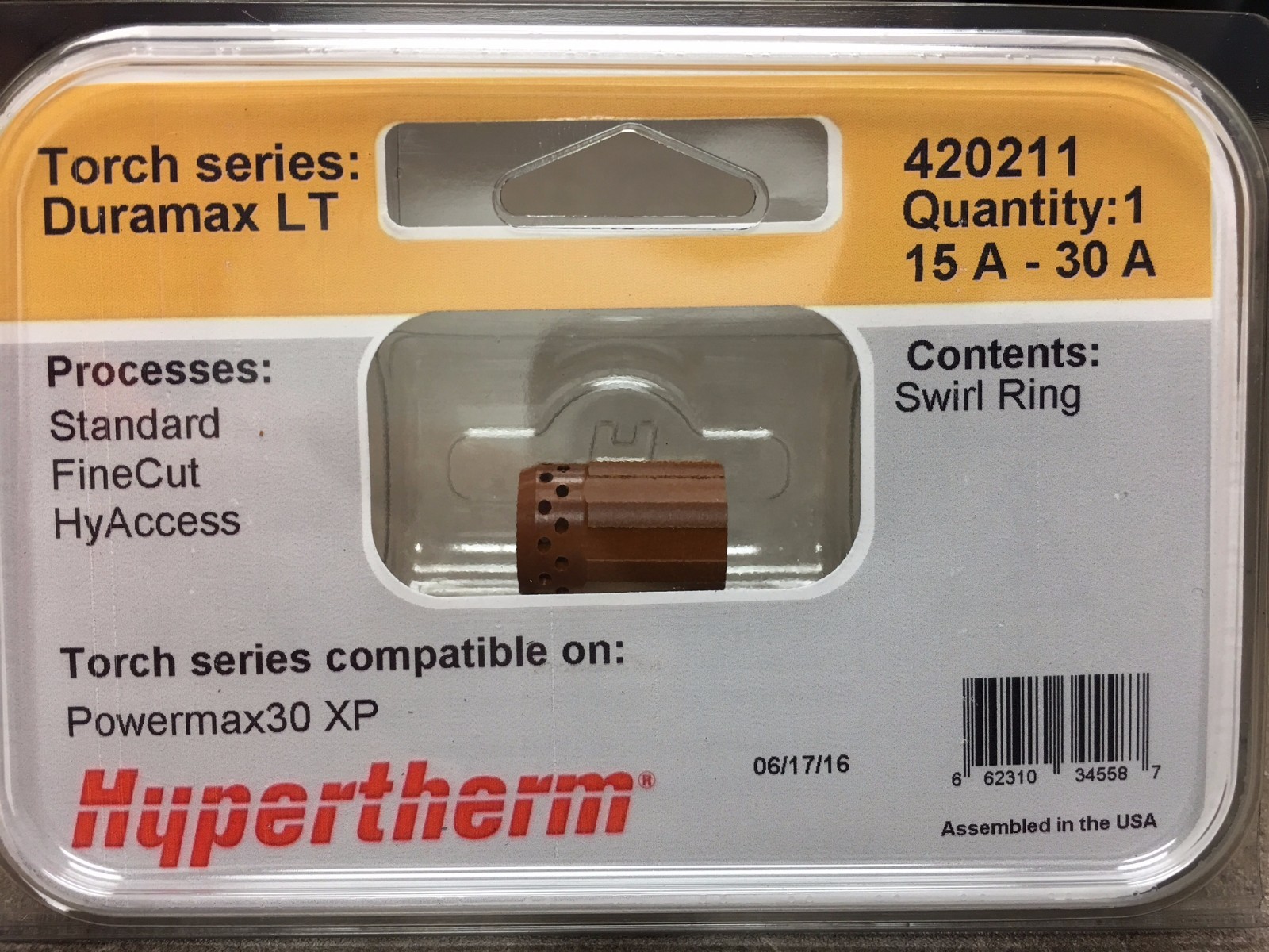 Genuine Hypertherm 420211 Swirl Ring Powermax 30 XP Plasma Duramax LT ...