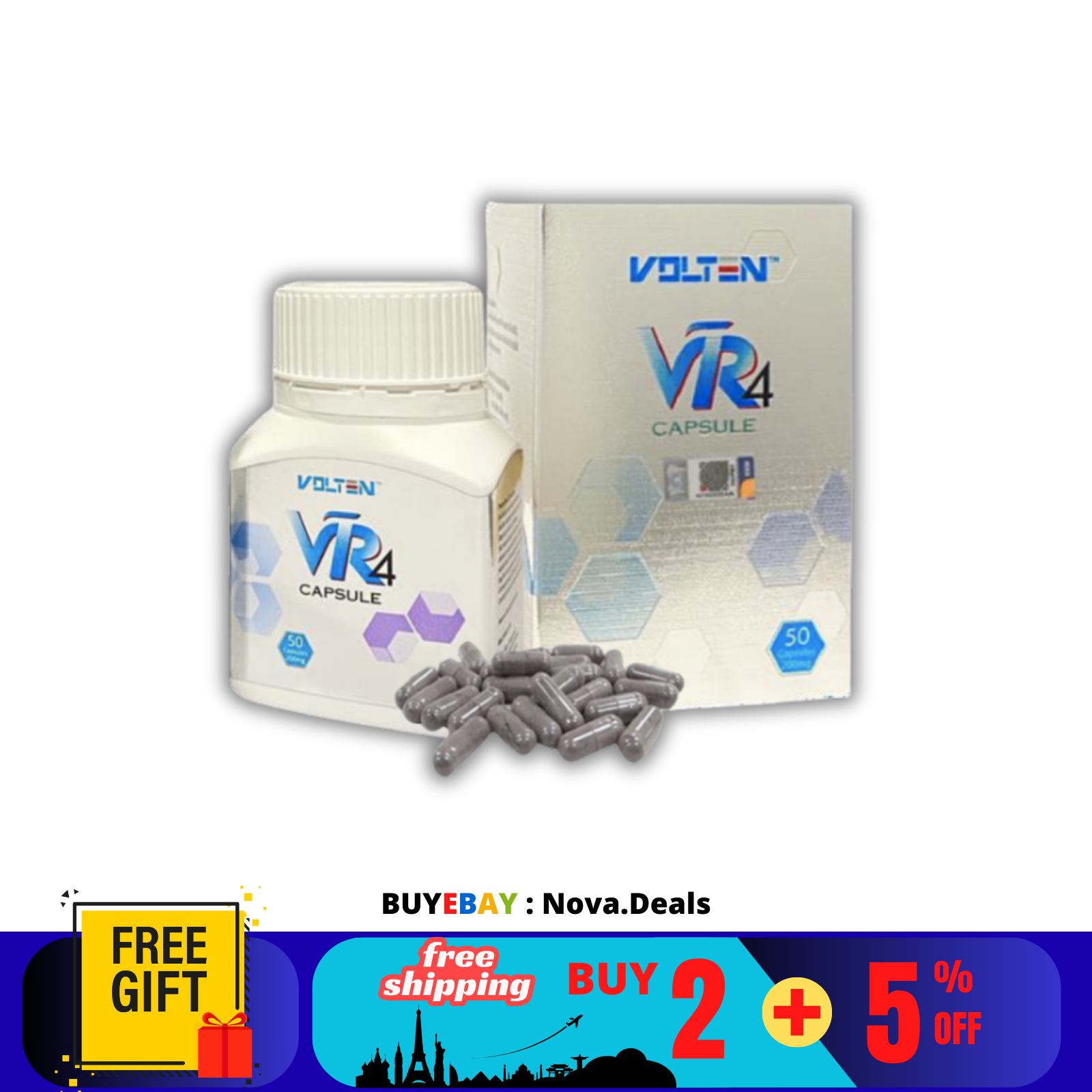 1 Box Volten VR4 Capsule Black Ginger Extract Plant Based General ...