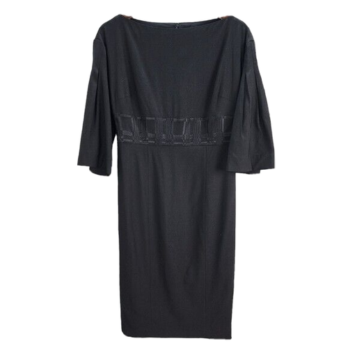 Magaschoni Collection black wool blend bell sleeve Dress - size 12 ...
