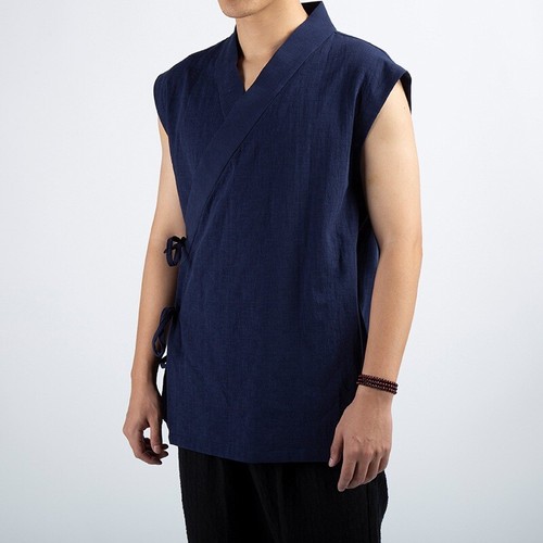 Hot Men's Linen Cotton Chinese Hanfu Tank Tops Sleeveless Vest Casual ...