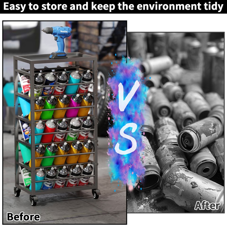 Spray Paint Can Organizer Cart Aerosol Lube Can Storage Rack for Garage ...