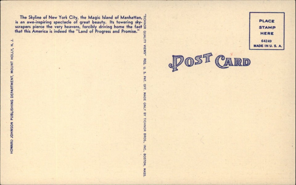 New York City NY Skyline Manhattan night full moon ~ postcard sku259 | eBay