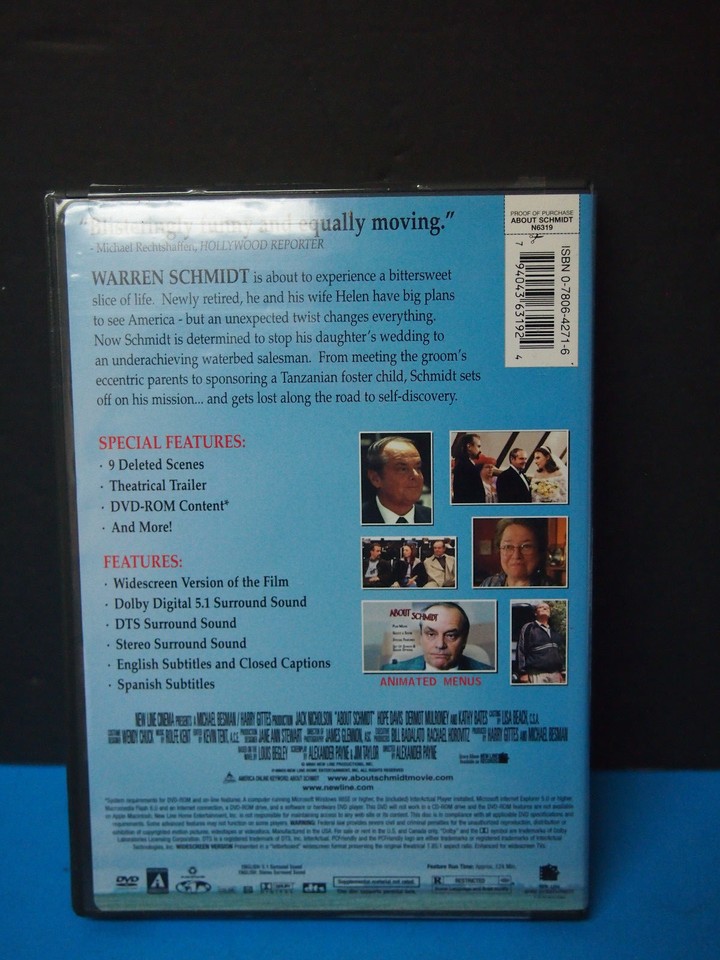 About Schmidt (DVD, 2003 WS) Jack Nicholson, Dermot Mulroney, Kathy ...