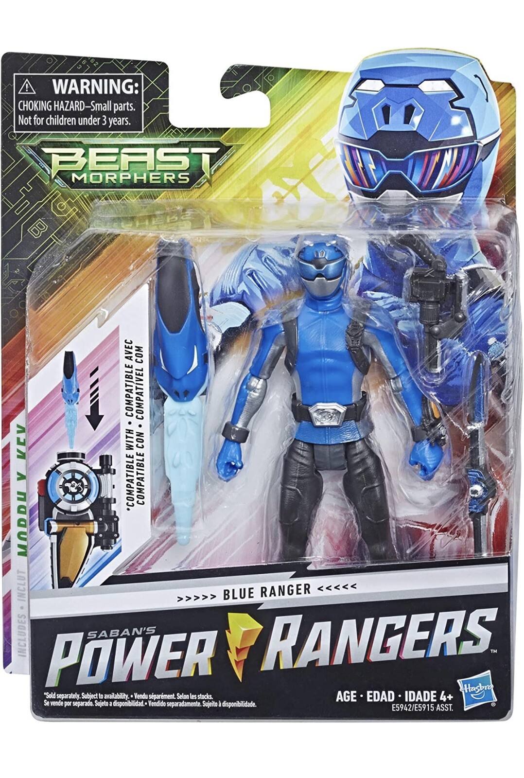 Hasbro Power Rangers Beast Morphers Blue Ranger 15cm Action Figure Toy ...