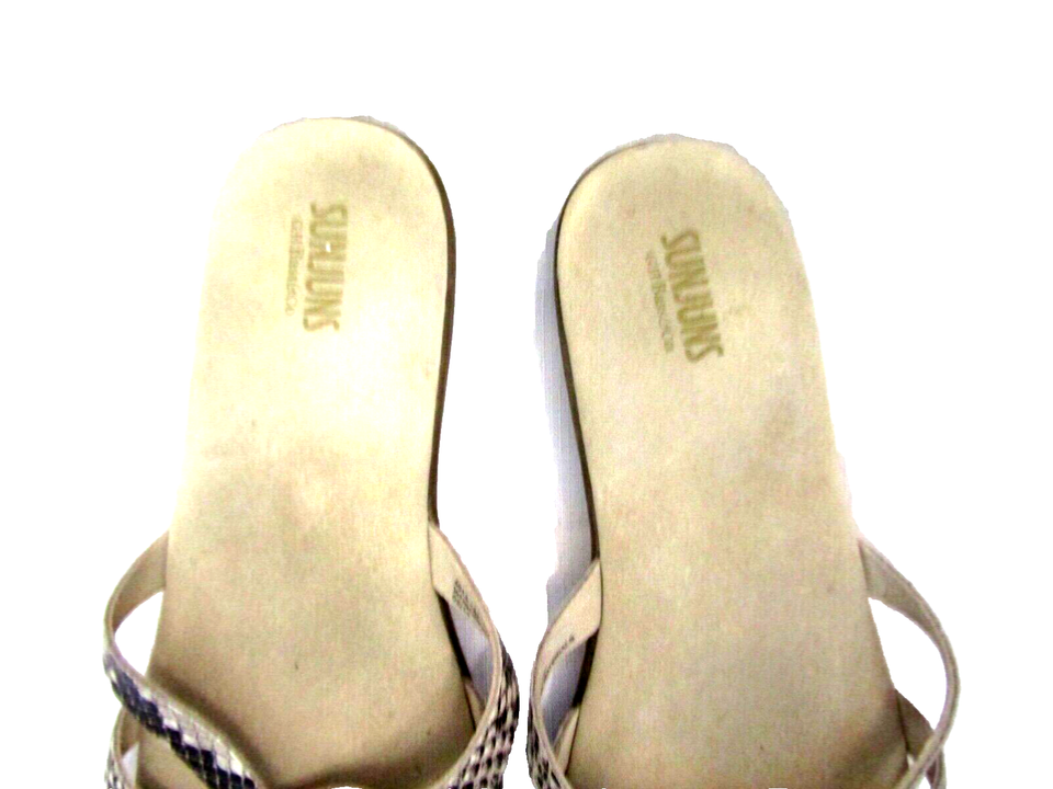 GH Bass &Co. Sunjuns SHARON Flat Strappy Sandals LEATHR REPTILE THONGS ...