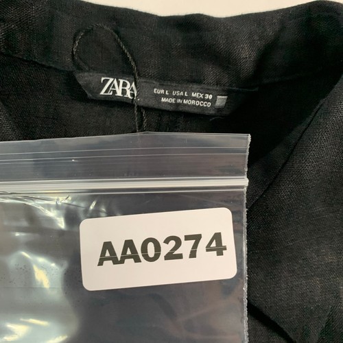 Zara L Womens Black Linen Button Front Shirt Drawstring Waist ...