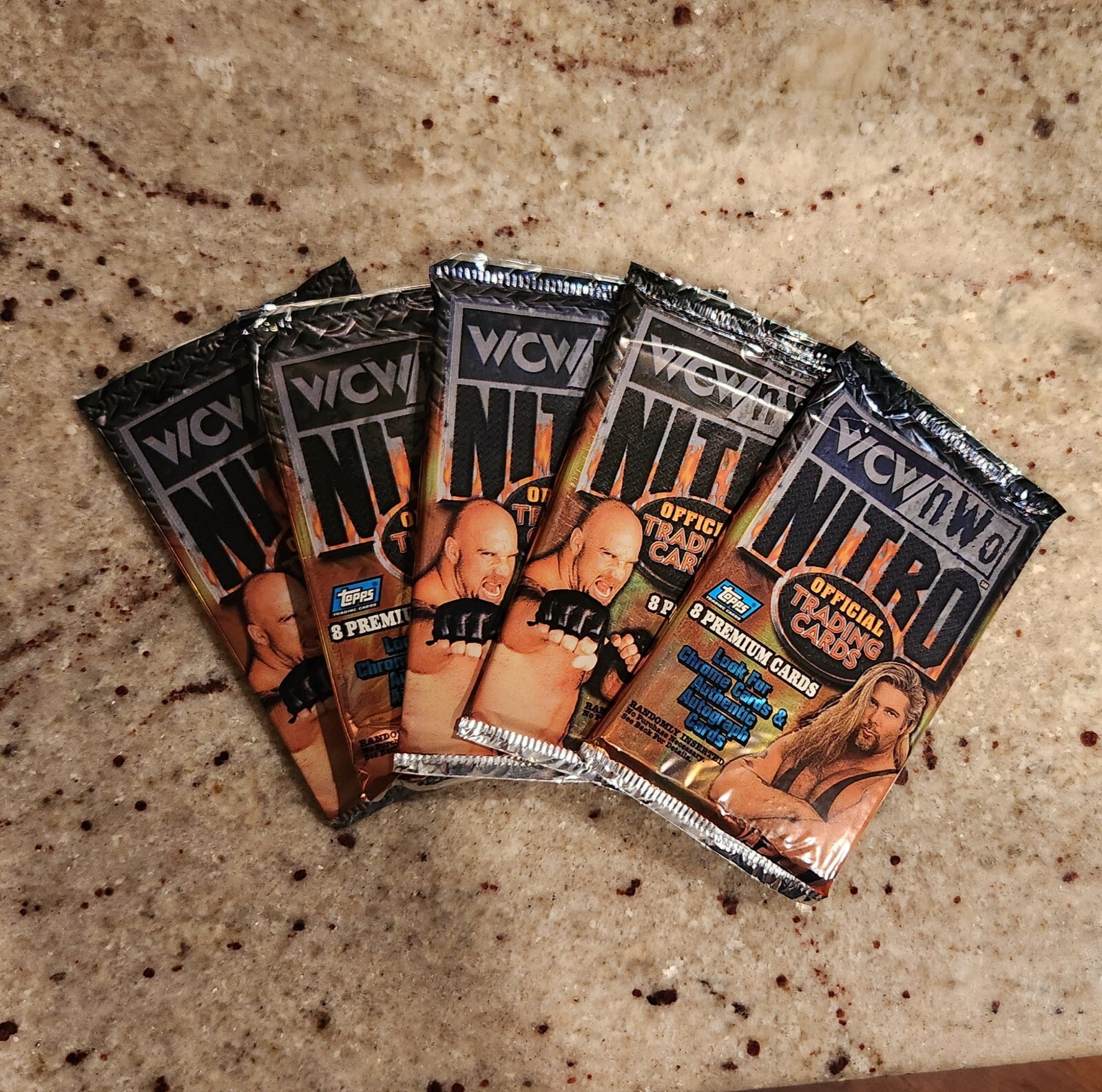 WCW/nWo Nitro Official Wrestling Trading Cards - Lot of 5 Sealed Packs ...