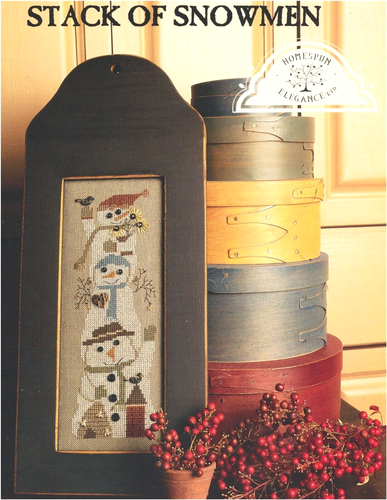 Homespun Elegance STACK OF SNOWMEN Cross Stitch Leaflet Only winter / primitives | eBay