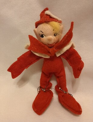 Vintage 1940s Jump Jump Holiday House Felt posable pixie elf doll | eBay