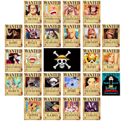 25 Pcs Anime One Piece Wanted Bounty Posters Straw Hat Pirates Crew ...