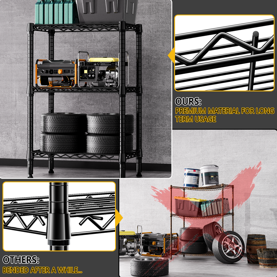 Kitchen Pantry Garage Rack Wire Shelves Stackable Metal Shelf Shelvings ...