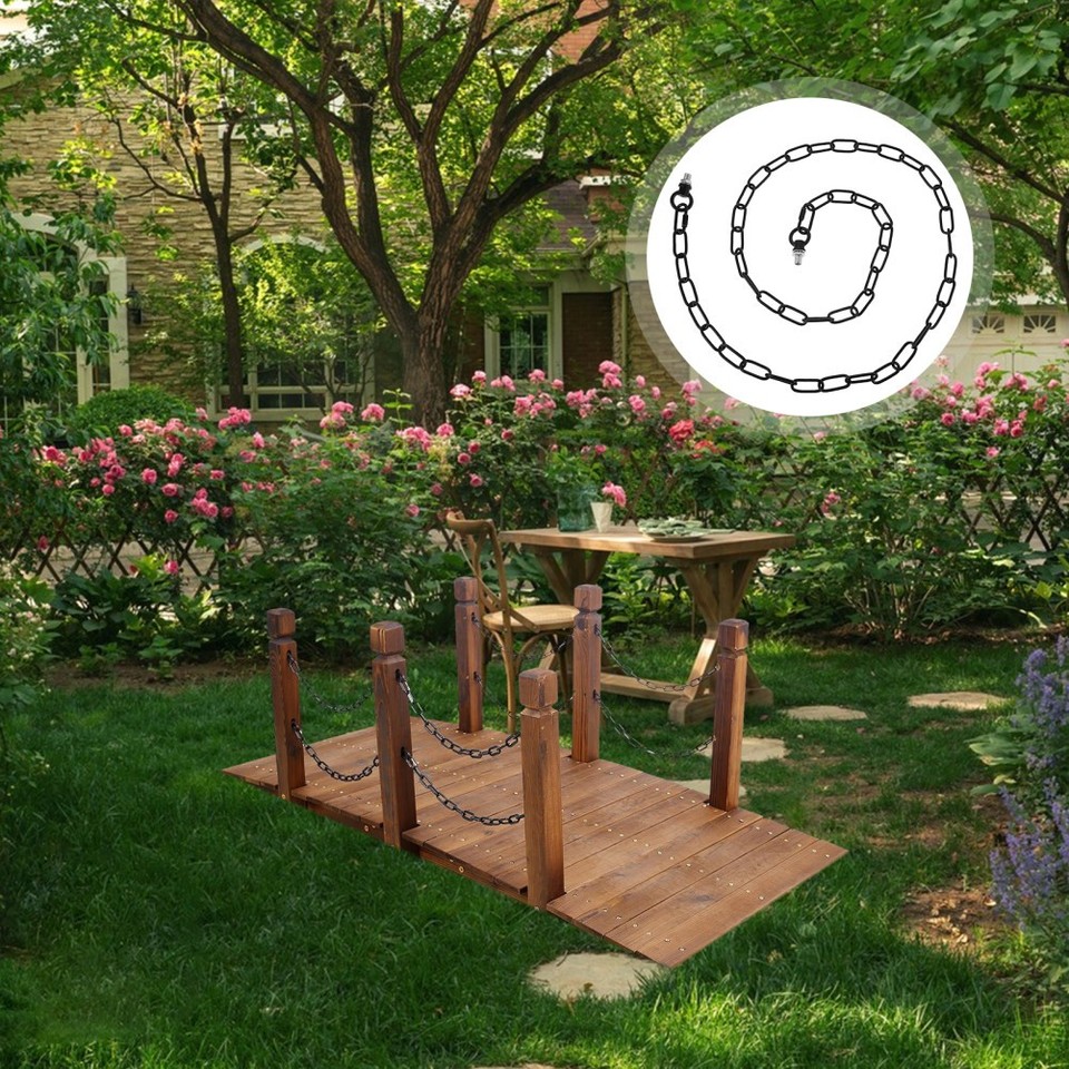 2 Sets Garden Bridge Guardrail Plant Chains for Hanging Baskets Metal ...