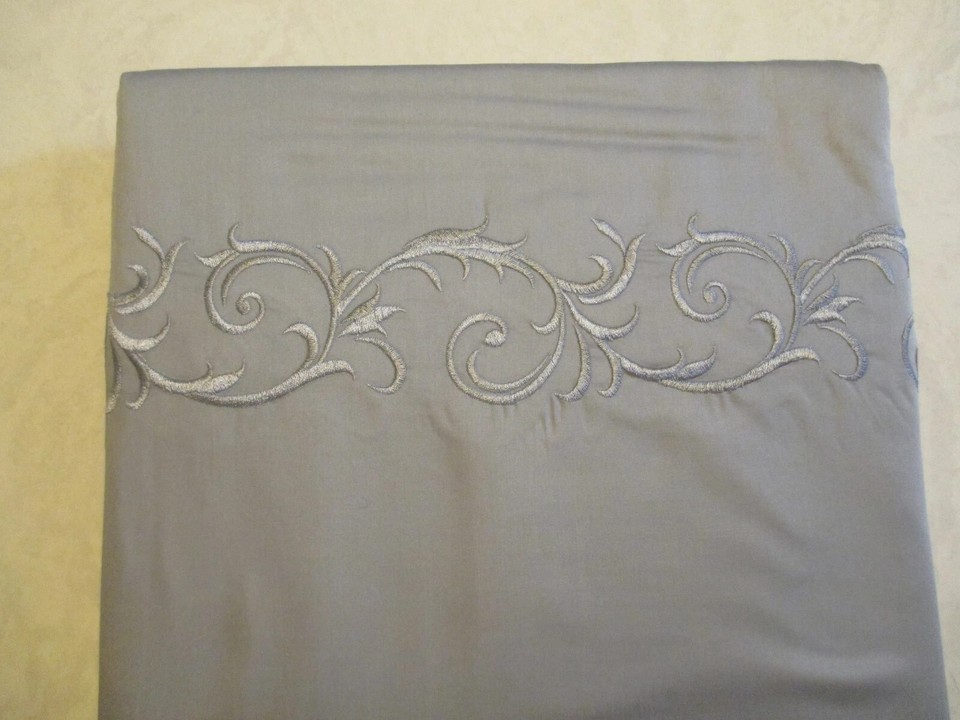 New In Package Frontgate Queen Duvet Embroidered Pewter $299 | eBay