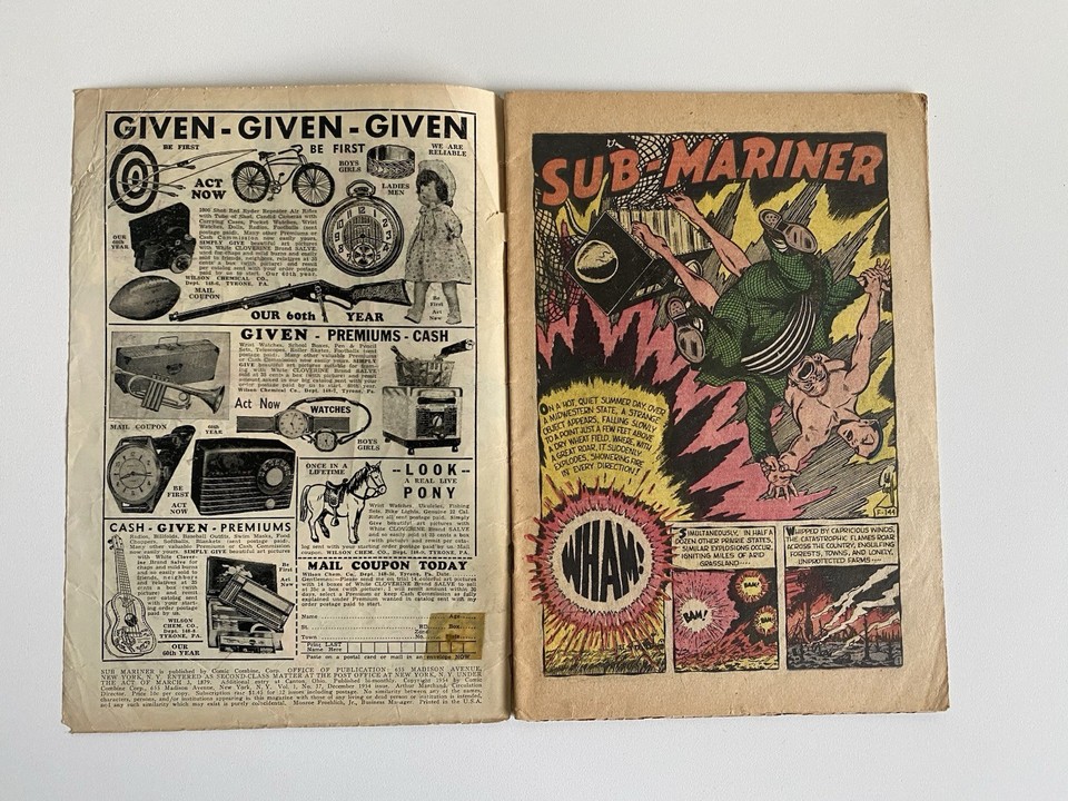 SUB-MARINER #37 G/VG 1954 Atlas Timely Comics Everett Maneely Cover Pre ...