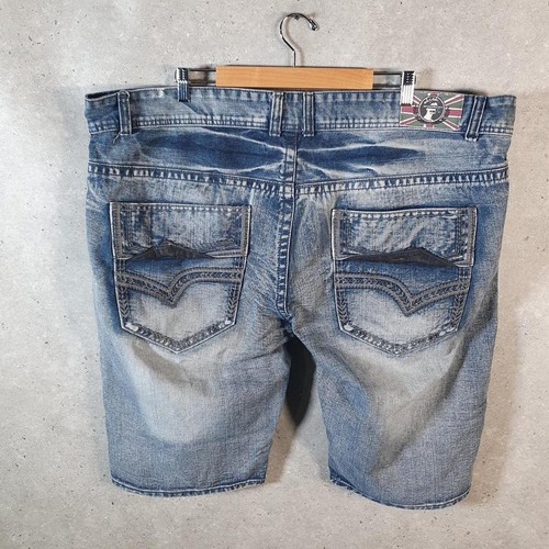 Vintage Monarchy Embroidered Y2K Denim Shorts Mens W48 Blue | eBay UK