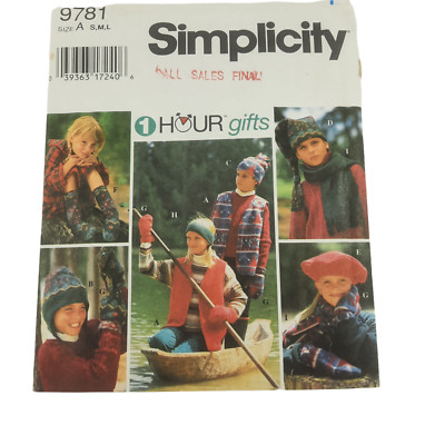 Simplicity Pattern 9781 Childs Winter Accessories '1 Hour Gifts' (S-M-L ...