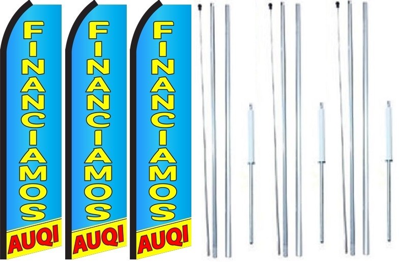 Financiamos Auqi Swooper Flag With Complete Hybrid Pole set- 3 pack | eBay