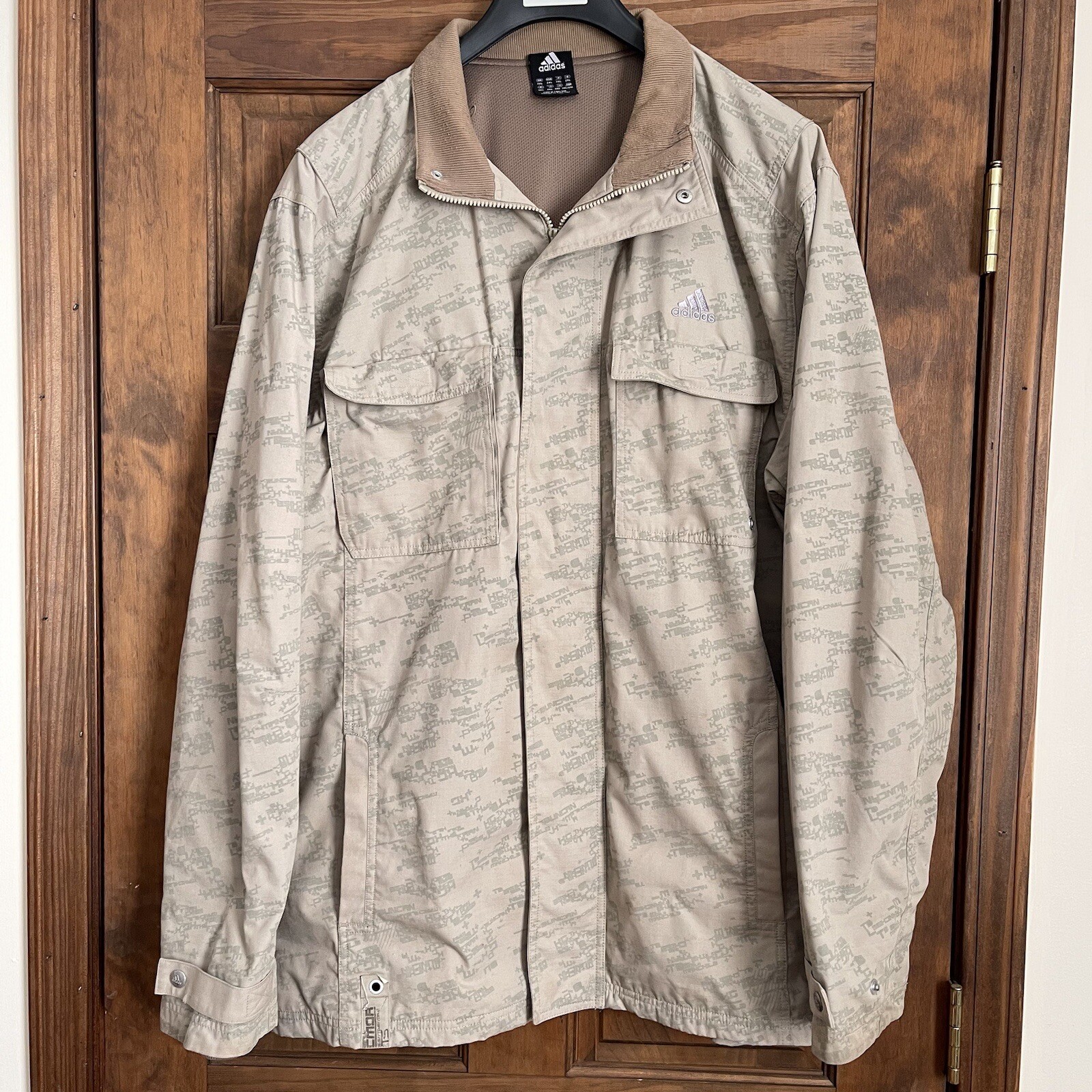 Adidas Mens Desert Tan Camo Look Jacket Coat Breathab… - Gem