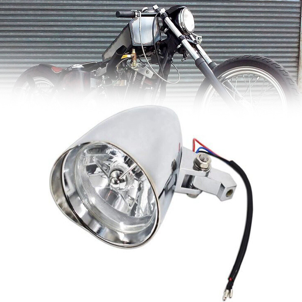 Headlight Headlamp Assembly Chrome Fits for Harley Bobber Chopper Dyna ...