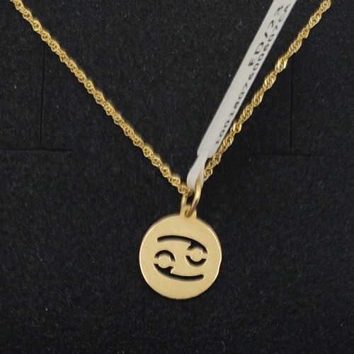 18K Gold Pendant And Chain. Horoscope Symbol Cancer. 10 Mm. | eBay