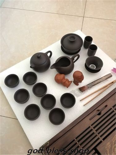 complete yixing tea set with tea tray solid wood tea table zisha tea ...