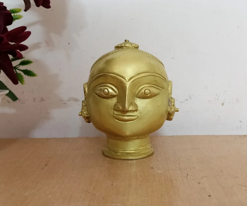 4.2" Inches Subhadra Devi Face Sculpture Brass Gauri Head Table Statue ...
