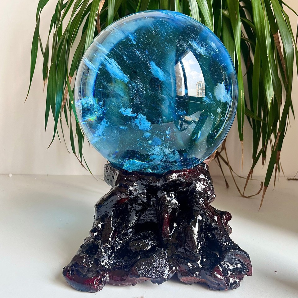 38.42LB Large blue fused crystal ball for repairing spiritual energy ...