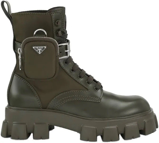 PRADA Monolith Leather and Re-Nylon Combat Boots/41 Women's Retail ...