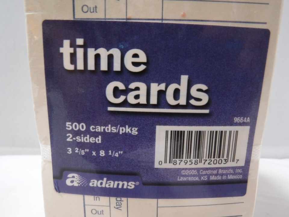 Adams Time Cards Weekly 2-Sided Manila Red/Blue 500 pack 3-3/8” x 8 1/4 ...