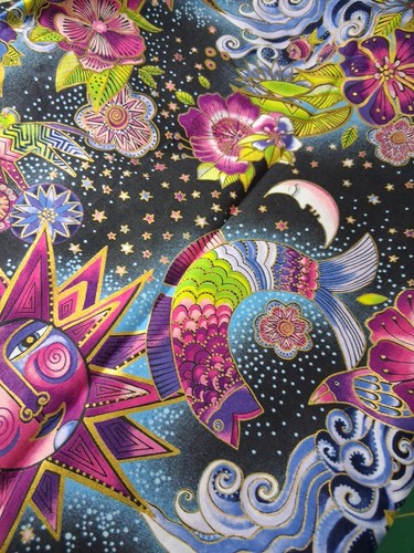 CELESTIAL MAGIC Multi Quilt Fabric Laurel Burch Misc Scraps, Large And ...