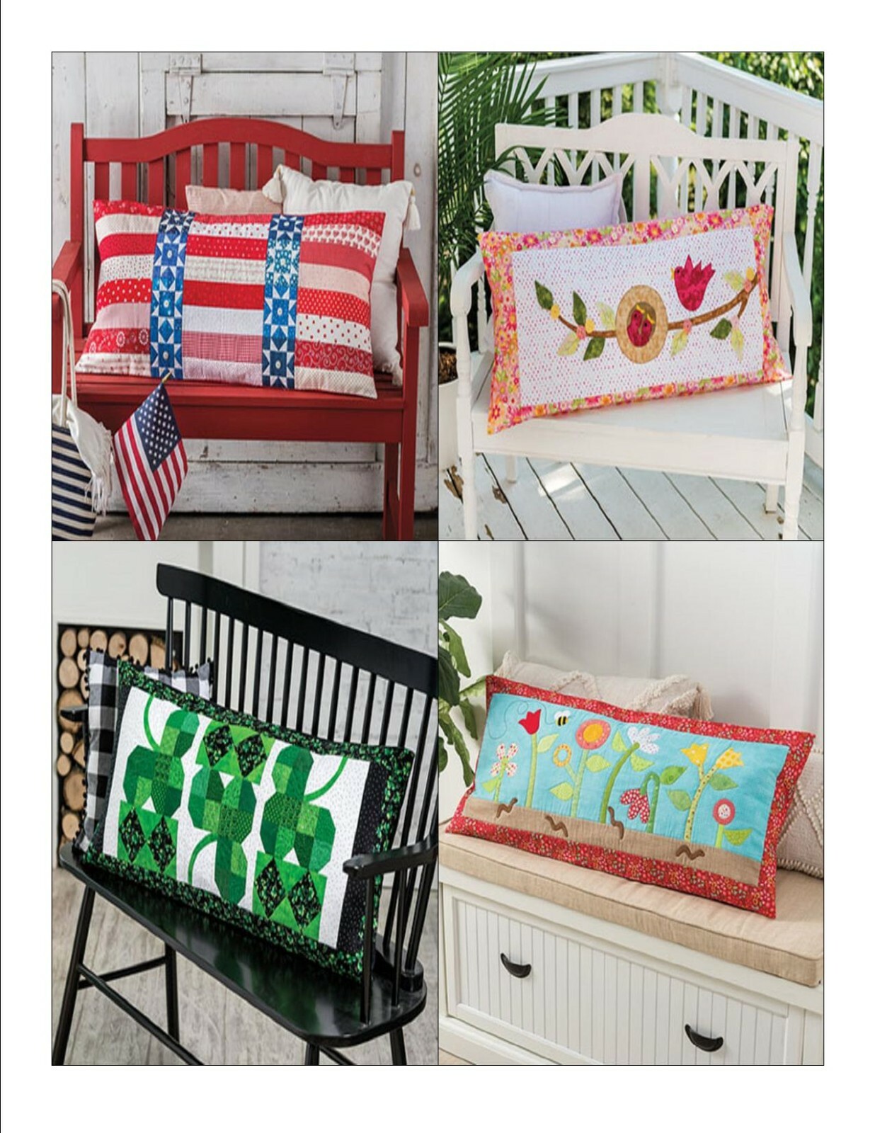 Quilting Pattern Book Sewing BENCH PILLOWS For All SEASONS ~ 12 Quilted ...