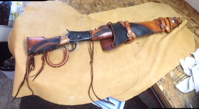 Leather Gunstock Cover Forearm Ranch Hand Mares Leg Holster Henry Rossi ...