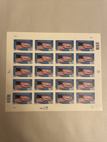 US SCOTT 3508 PANE OF 20 HONORING VETERANS 34 CENT FACE MNH | eBay