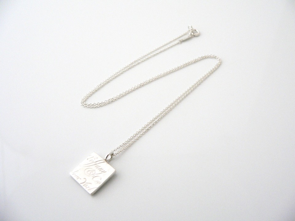 Tiffany & Co Square Necklace Notes Pendant Charm Chain Love Gift ...