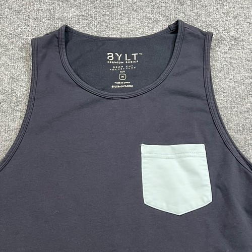 BYLT Tank Top Mens M Blue Drop Cut Pocket Lux Athleisure Training ...
