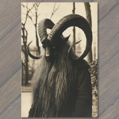 POSTCARD Krampus Evil Horns Christmas Weird Festive Scary Unusual ...