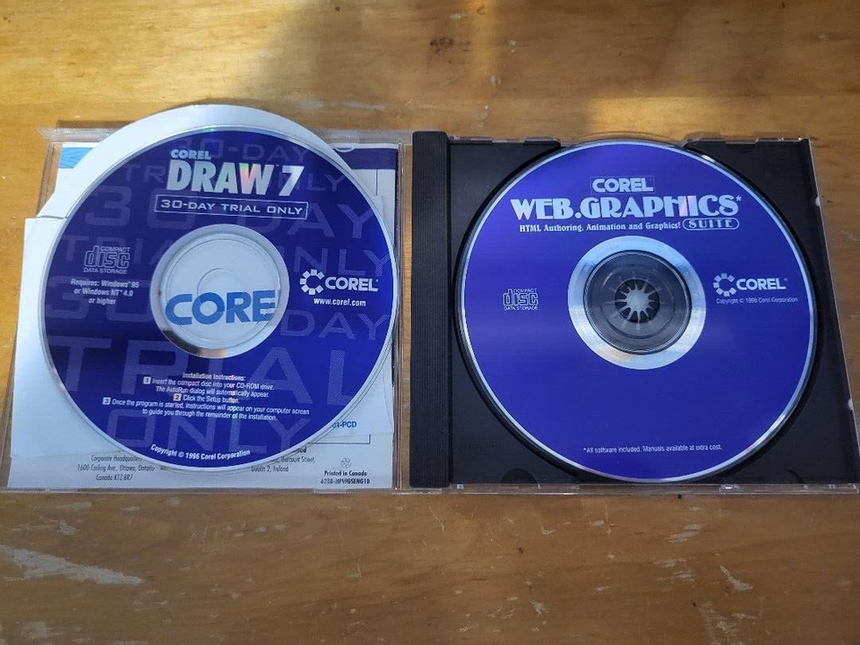 Corel Web Graphics Suite Windows 3.1 95 & Corel Draw 7 30-day trial ...