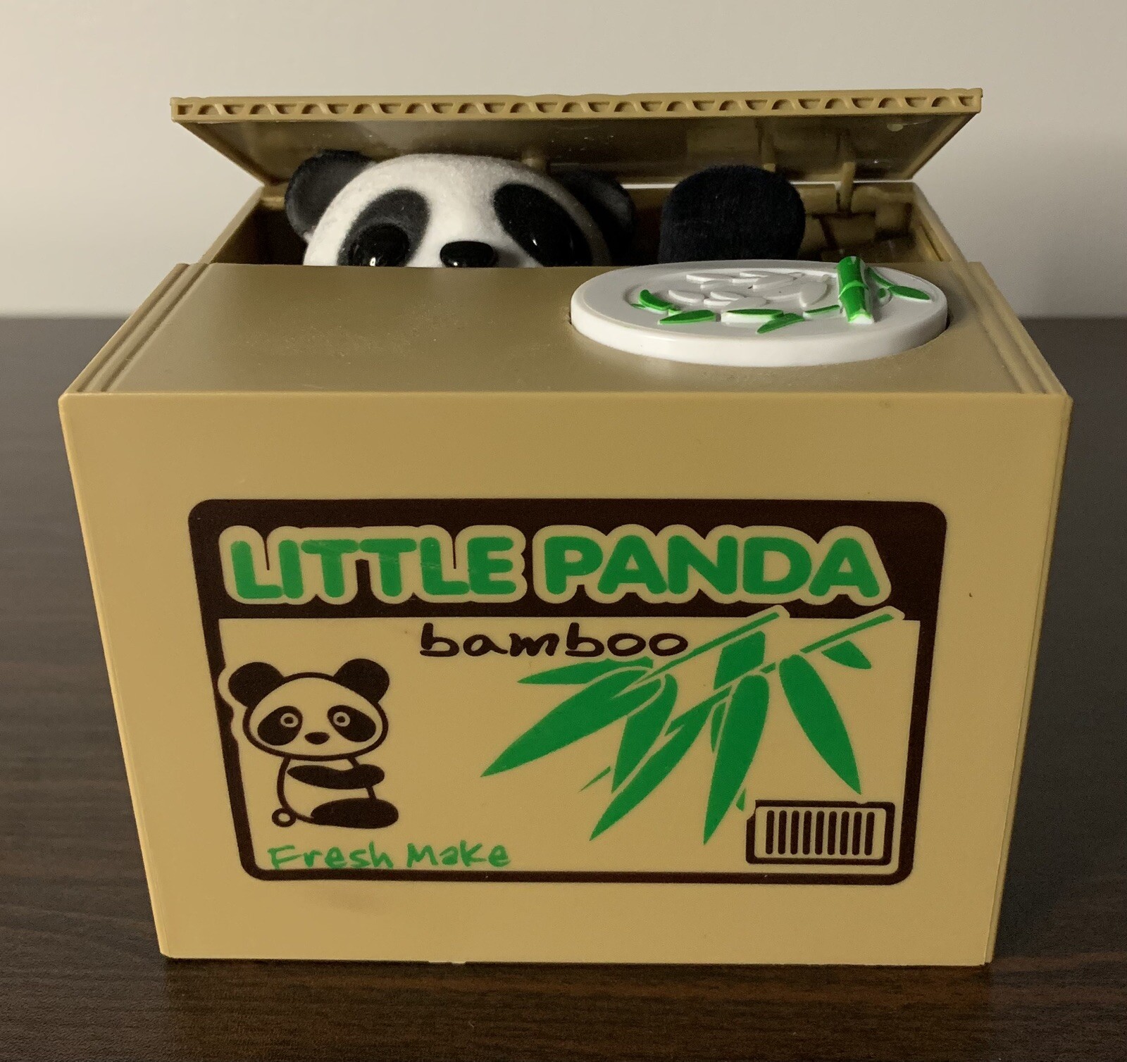 Little Panda Bamboo Automated Stealing Coin Piggy Bank | eBay