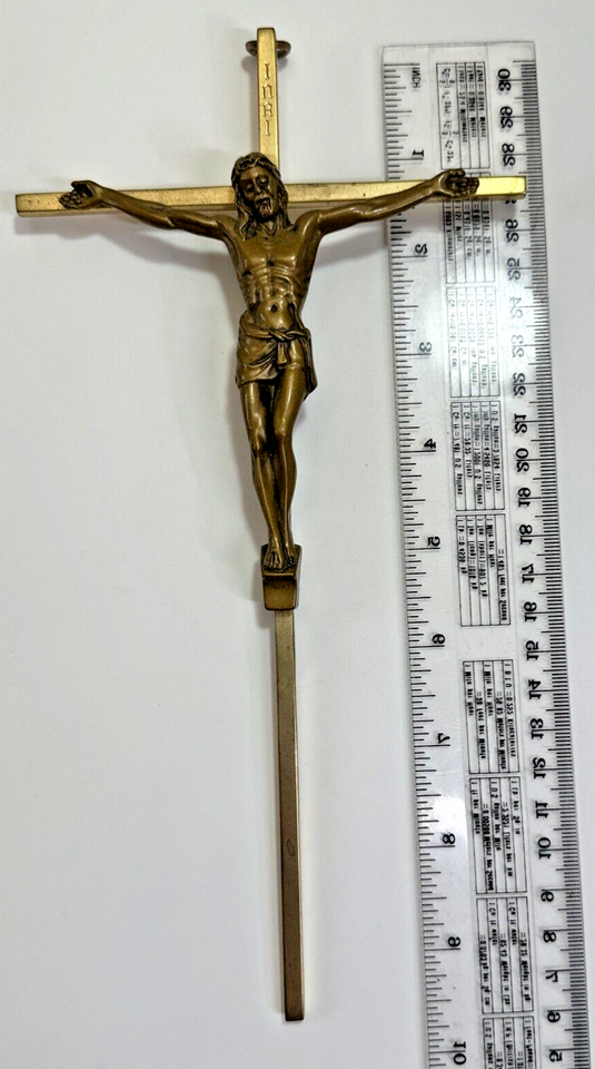 Crucifix Catholic Religious Art Approximately 10" INRI Brass Vintage | eBay